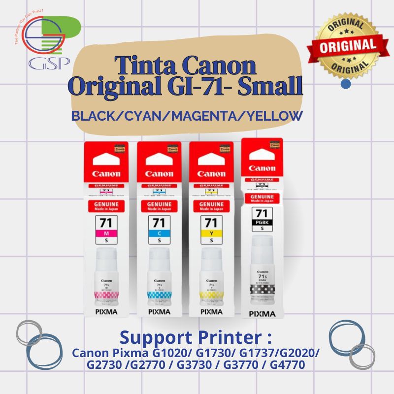 Tinta Canon Pixma GI-71 SMALL Black / Cyan / Magenta / Yellow - Merah