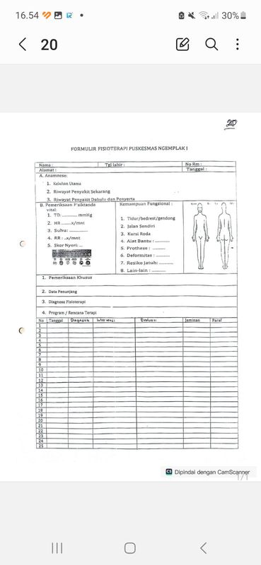 Status Pasien / Form Fisioterapi Pus Ngemplak I