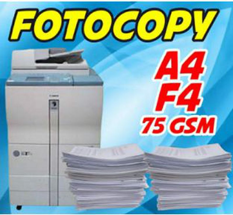 Fotocopy ukuran F4/A4/Kwarto - Hitam Putih - 1 sisi