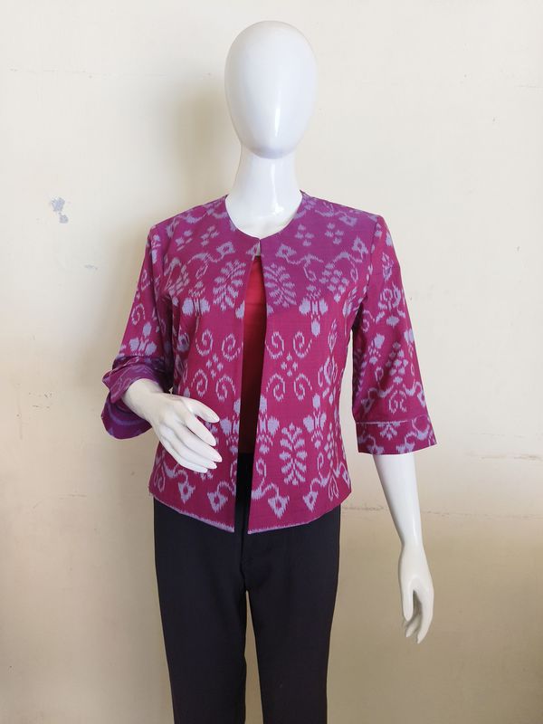 Outstar Blazer Hilya Blazer Wanita L Tanpa Kerah Endek Bali Handmade ...