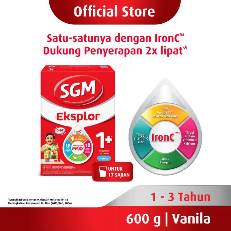 SGM Eksplor 1+ dengan IronC susu Pertumbuhan Rasa Vanilla