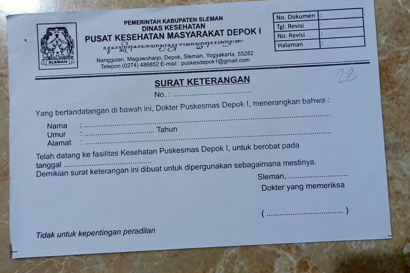 Form Surat Keterangan Periksa Depok I