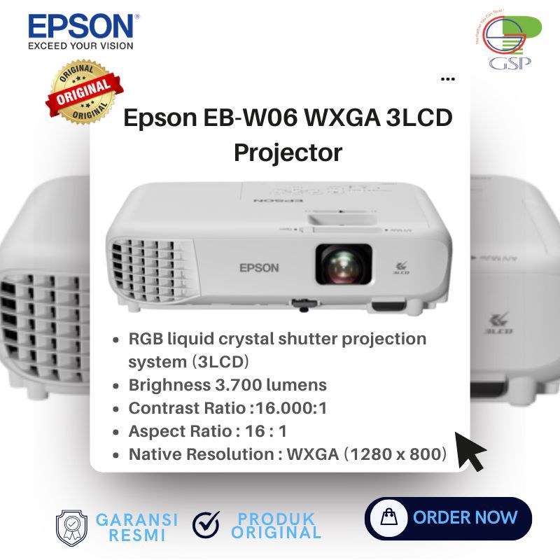 Epson EB-W06 WXGA 3LCD Projector