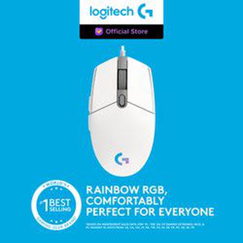 Mouse Logitech G203 Mouse Gaming Wired RGB Lightsync with Macro - White ...