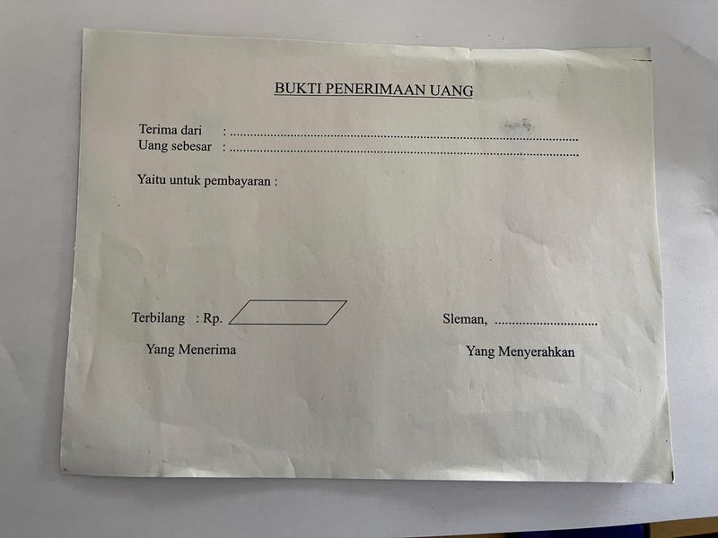 bukti penerimaan uang