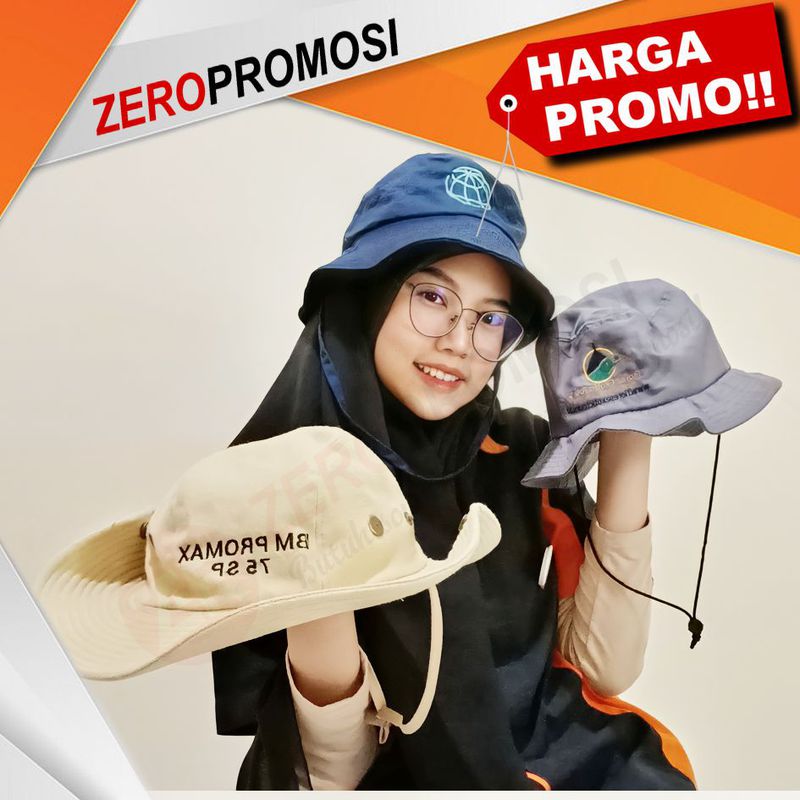 Topi Bucket Gunung Rimba Custom Logo Design