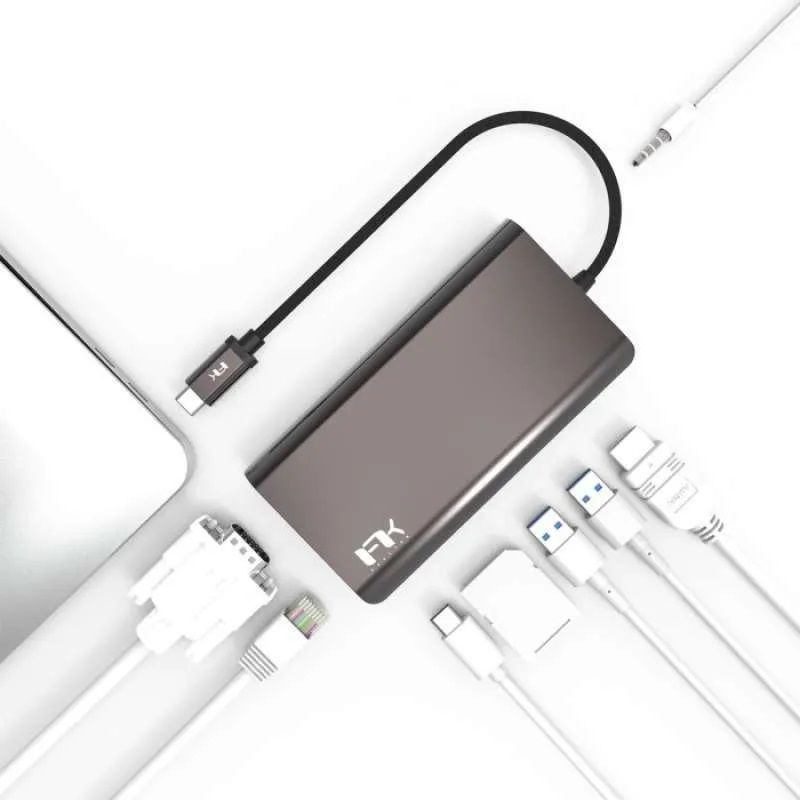Hub Converter Feeltek 8 in 1 USB-C Portable Hub - Gray