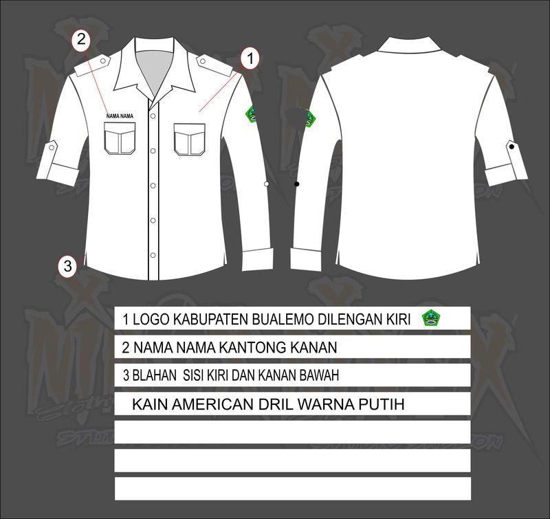 KEMEJA PDL/PDH BORDIR CUSTOM - Maroon