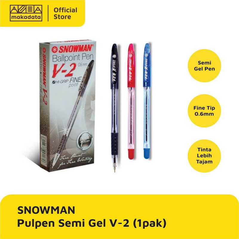 BALLPOINT SNOWMAN V2 HITAM, MERAH, BIRU