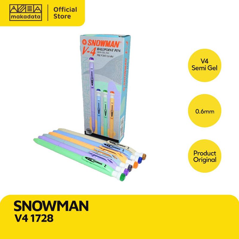 BALLPOINT SNOWMAN V4 (HITAM, MERAH, BIRU)