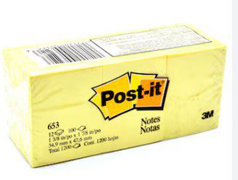 3M Post-It Sticky Notes 653 Yellow 1.5x2inch 1pack(12pads)