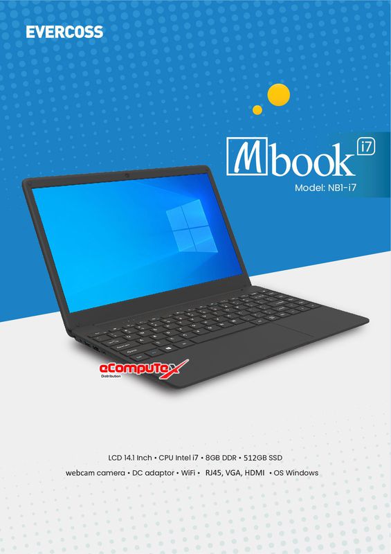 LAPTOP EVERCOSS NOTEBOOK 1 NB1-I7-8512 - i7 8GB 512GB - TKDN RESMI