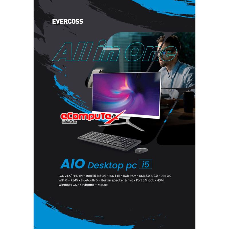 PC AIO EVERCOSS AIO1-i581 - i5 8GB 1TB 21.5" - TKDN RESMI