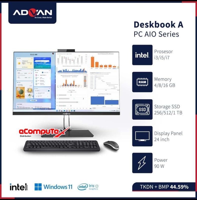 PC AIO Advan Deskbook Core i5-85S - i5-1240P 8GB 512GB - TKDN RESMI