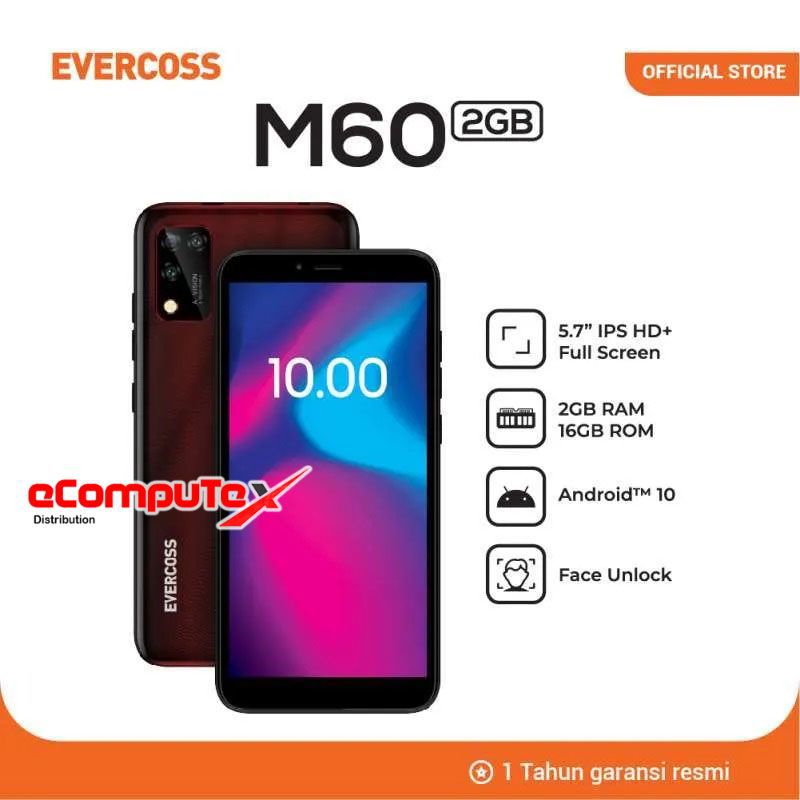 HANDPHONE EVERCOSS M60 - 2/16GB 5.7" 4G LTE - TKDN RESMI