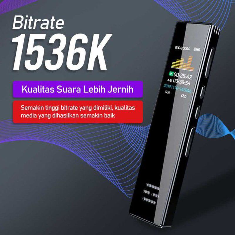 MROBO Perekam Suara Audio Digital Voice Recorder 1536K 16GB - A10