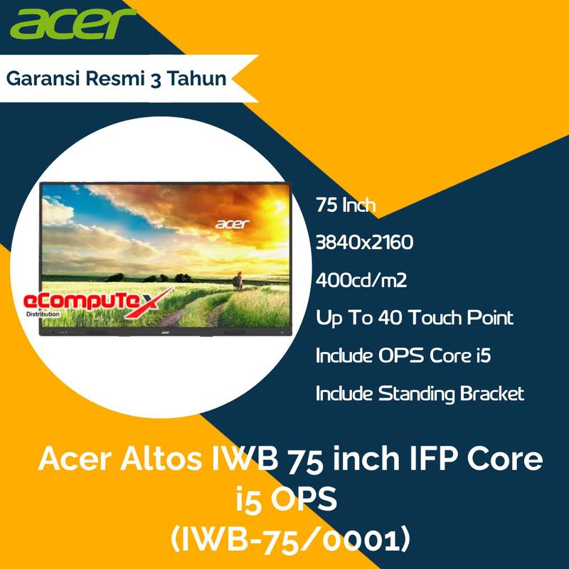 Interactive Flat Panel Acer Altos IWB 75" IFP Core i5 OPS IWB-75/0001