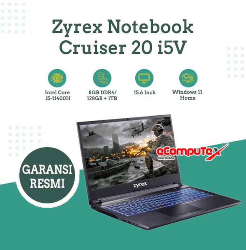 ZYREX NOTEBOOK CRUISER 20 I5v - i5-11400H 8GB 128GB+1TB 4GB - TKDN