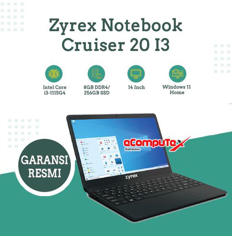ZYREX NOTEBOOK CRUISER 20 I3 - i3-1115G4 8GB 256GB - TKDN RESMI