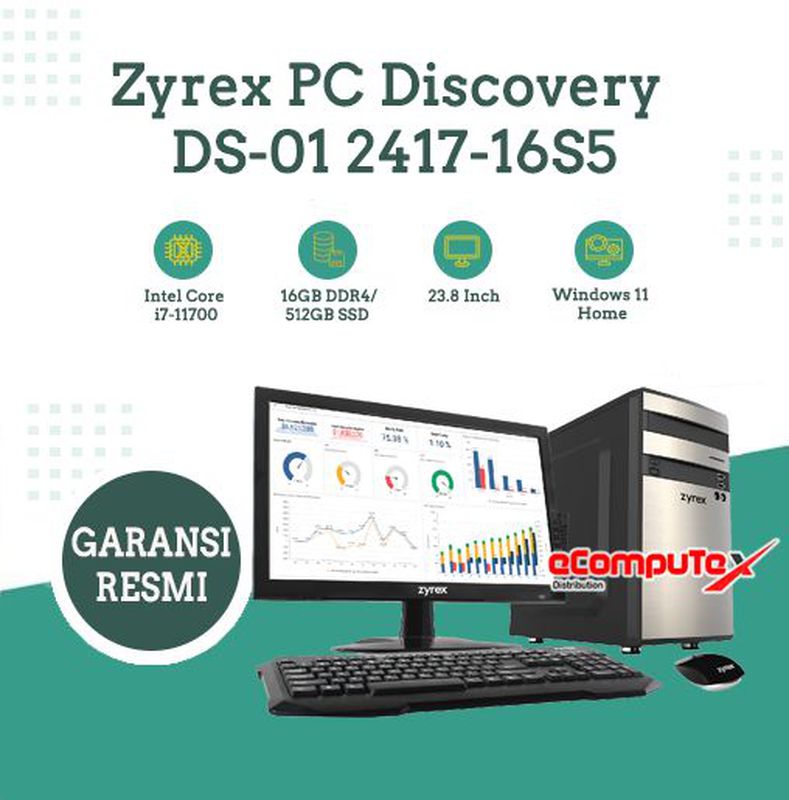 ZYREX DESKTOP PC DISCOVERY DS-01 2417-16S5 - i7-11700 16GB 512GB -TKDN