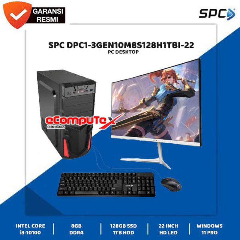 PC Desktop SPC DPC1-3GEN10M8S128H1TBI-22 - i3 8GB 128GB+1TB - TKDN