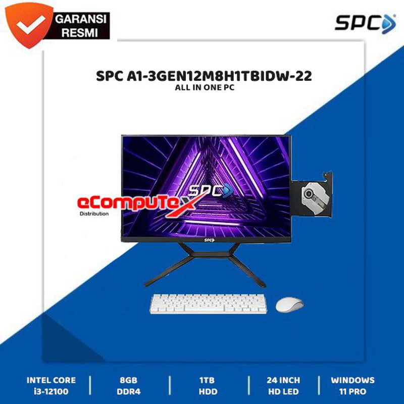 PC AIO SPC A1-3GEN12M8H1TBIDW-22 - i3-12100 8GB 1TB - TKDN RESMI