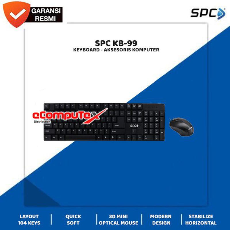 SPC KEYBOARD MOUSE KB-99 - 104 KEYS 3D MINI OPTOCAL MOUSE