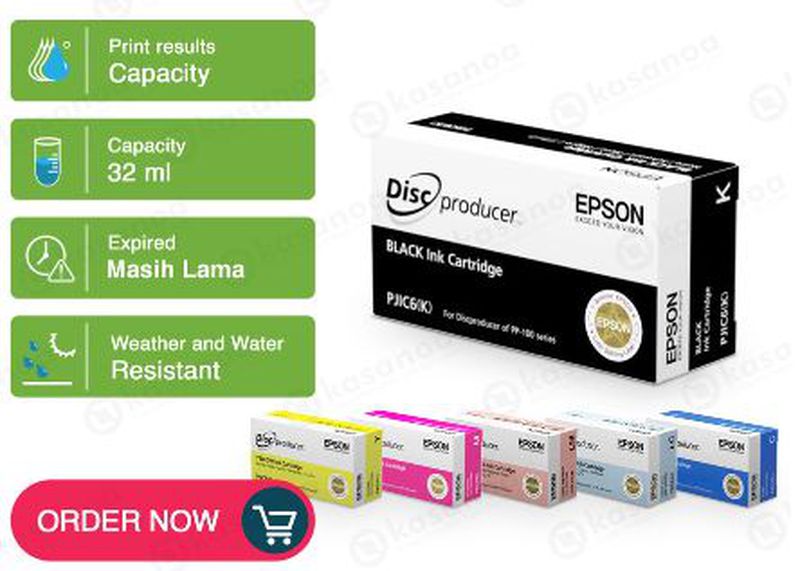 Ribbon Ink Cartridge Epson PJIC1 PJIC2 PJIC3 PJIC4 PJIC5 PJIC6 For PP100 - Biru Muda