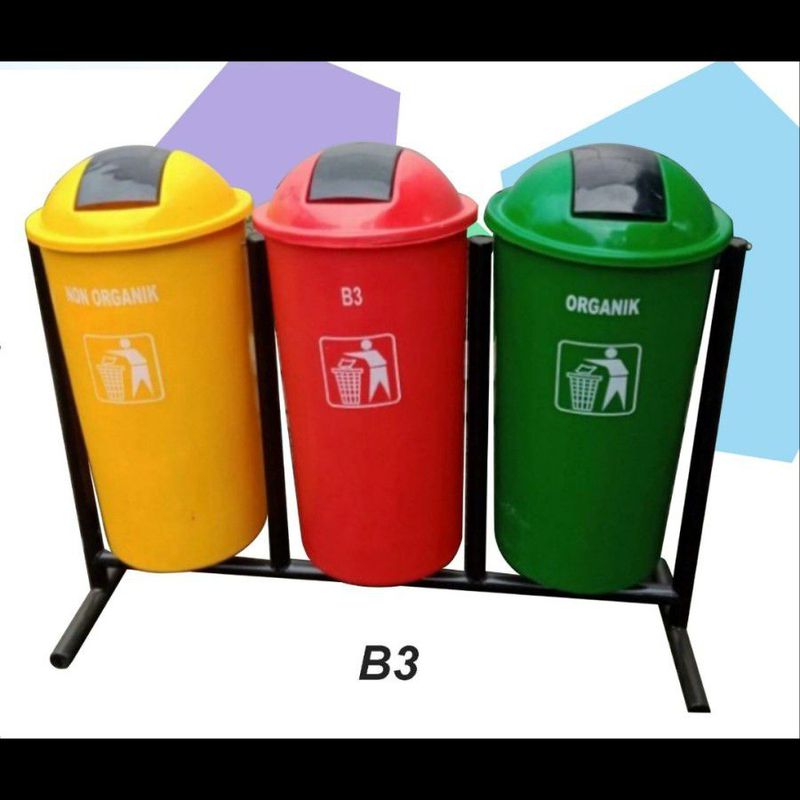 Tempat Sampah 3 Warna Pemilah Sampah Kebersihan