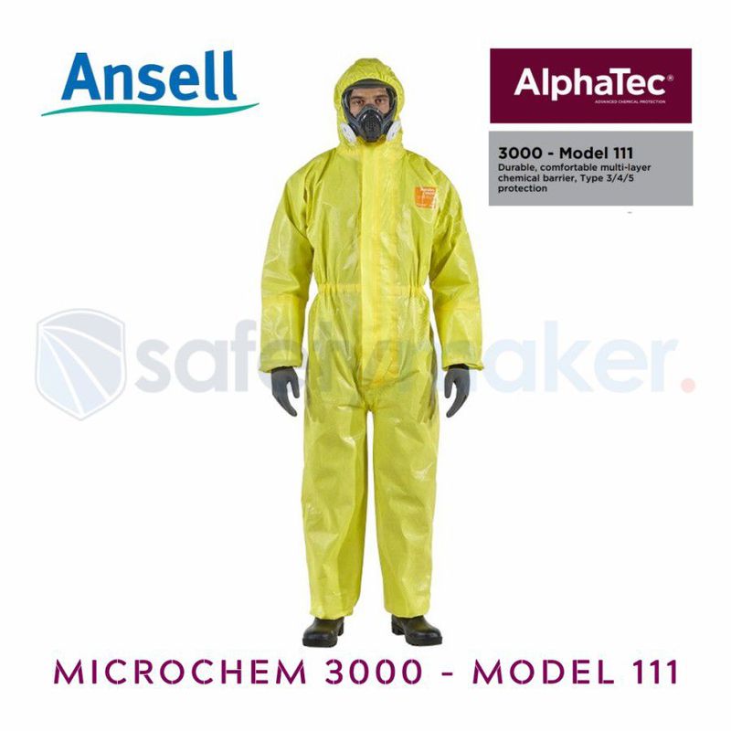 HAZMAT SUIT APD COVERALL ANSELL- MICROCHEM ALPHATEC 3000