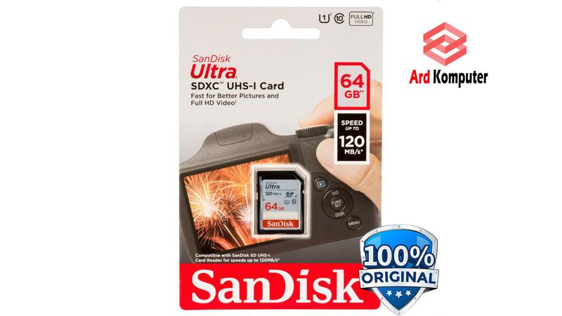 SanDisk Ultra SDXC UHS-I Class 10 SD Card (120mb/s) 64GB