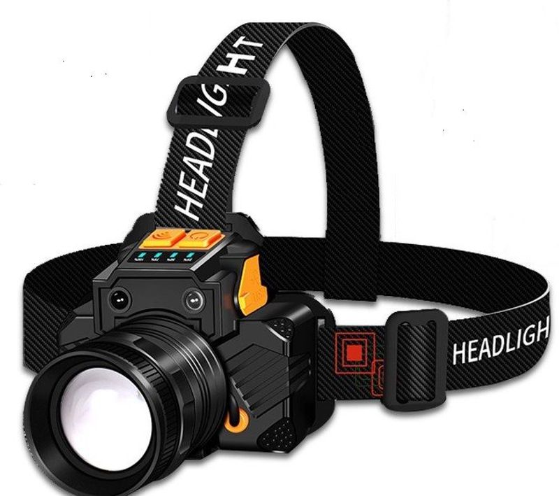 Senter Kepala Led Glare Sorot Induksi Zoom Isi Ulang Headlight Head