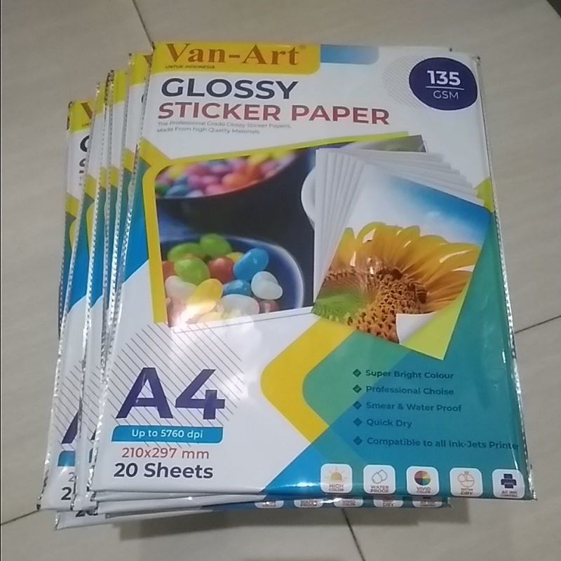 Kertas Stiker Glossy A4 135 gr Van-Art