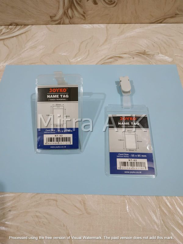 Name Tag Jepit transparan, Portrait, Merk Joyko