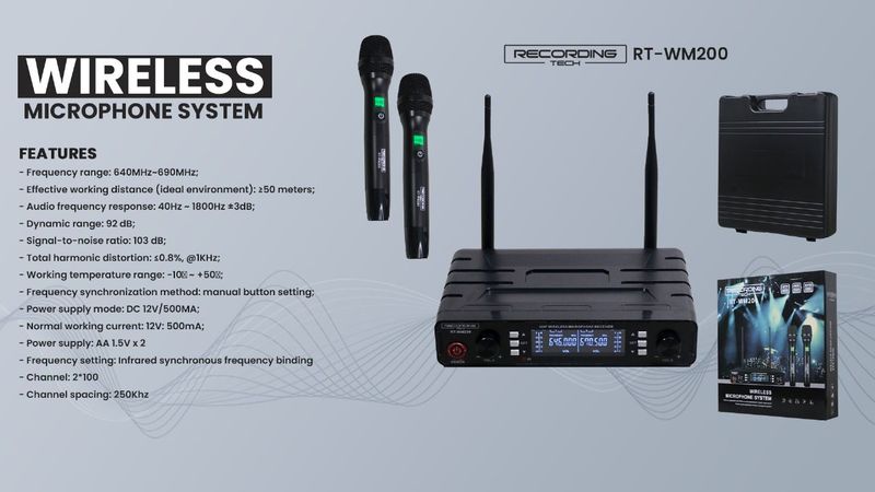 Mic Wireless Recording tech RT-WM 200