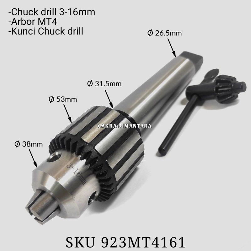 SET Chuck drill 3 - 16 mm Arbor MT4 Hower bor untuk mesin bubut mesin bor milling bor duduk bor 3-16