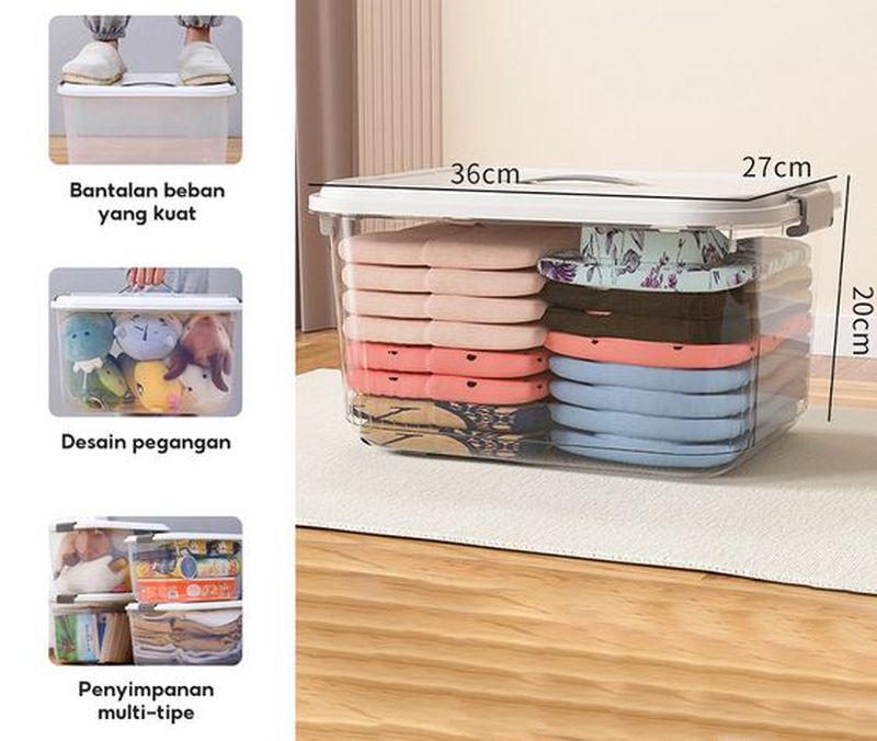 Box Container Transparan Storage Box Ukuran L