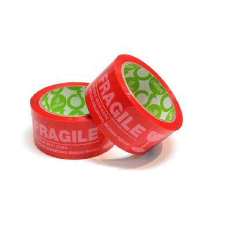 LAKBAN CORTAPE FRAGILE PUTIH MERAH 2 INCH - DKS 484