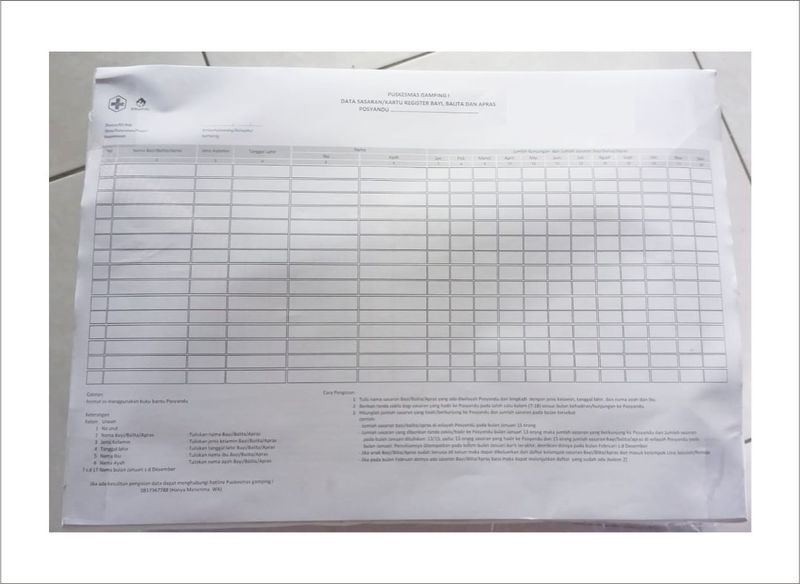 PRINT DATA SASARAN/ KARTU REGISTER BAYI BALITA APRAS