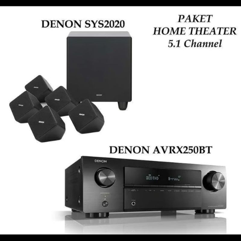 Paket Denon SYS2020 + AVRX250BT AV Receiver 5.1Ch + Mixer Ashley