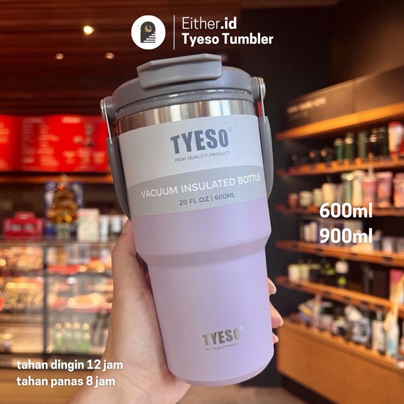 Tyeso Tumbler Stainless Kopi Cup High Quality Vacuum Insulated 600 ml (Custom Grafir) - Purple