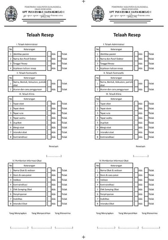 FORM TELAAH RESEP MEDIS