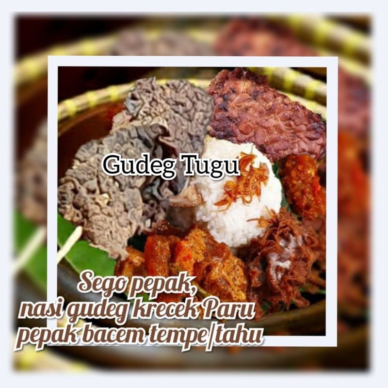 Sego Pepak, nasi gudeg krecek Paru + bacem tempe