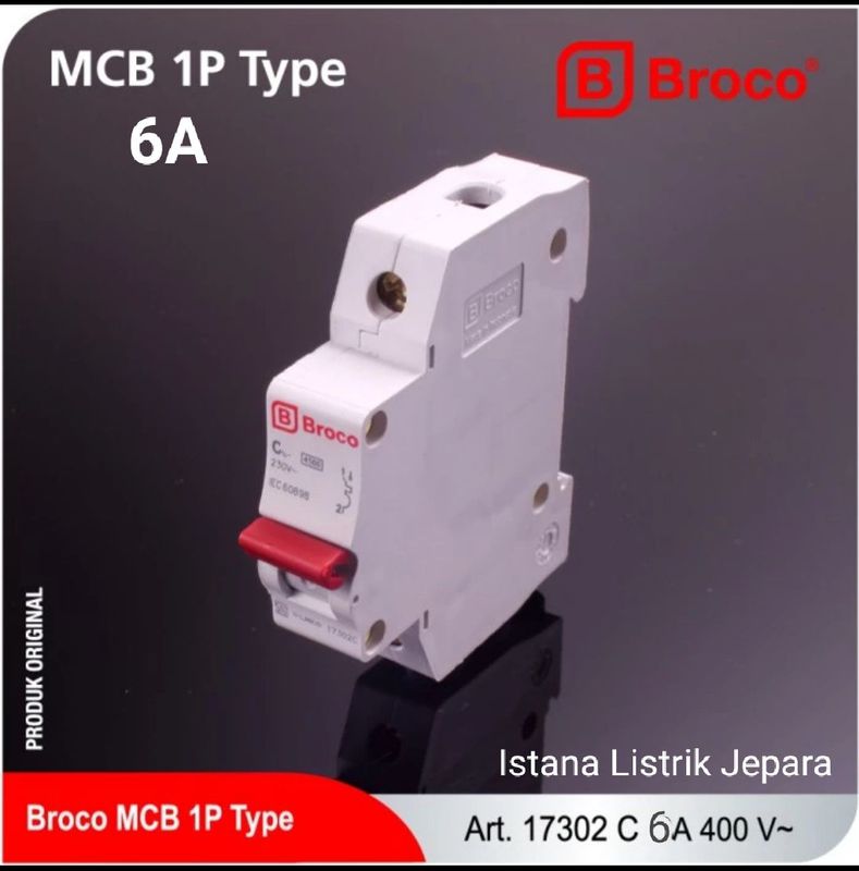 BROCO MCB 1 phase 2a,4a,6a,10a,16a,20a,25a,32a,40a - 2 Ampere