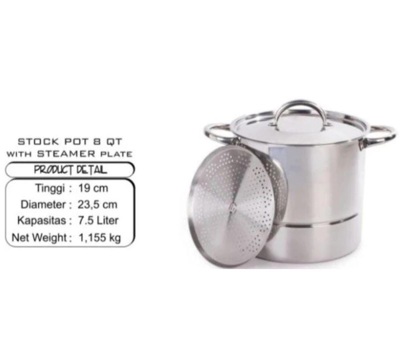 Paket Wajan Besar Stainless 60cm dan Stock Pot Steamer Besar 8QT Panci ...