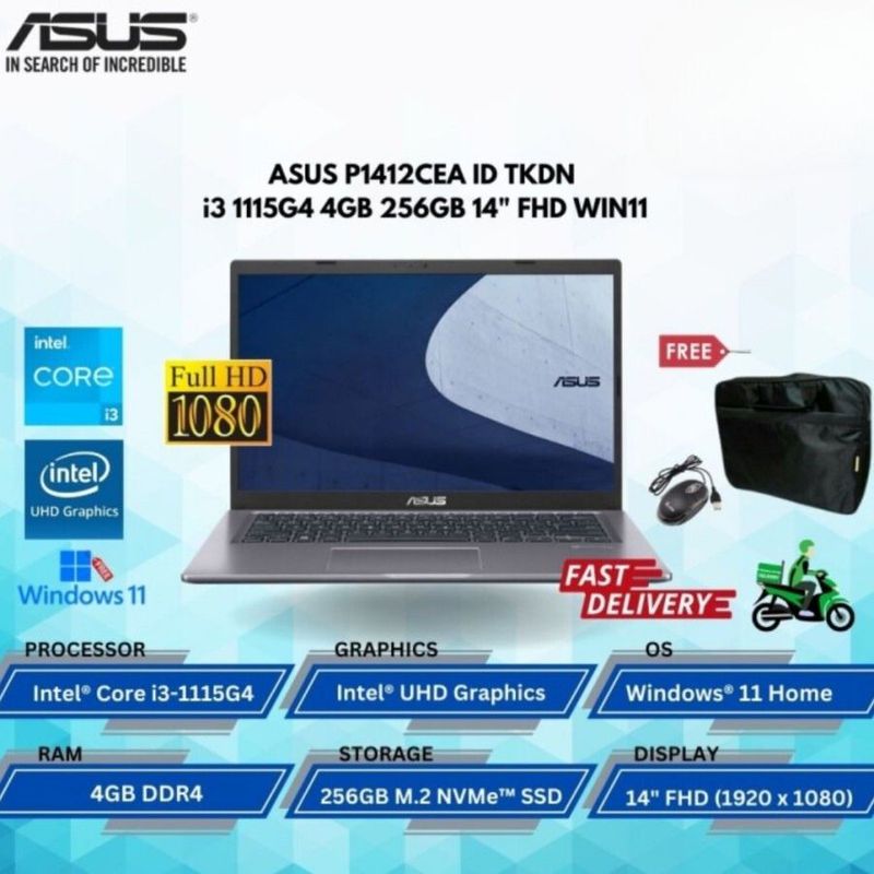 LAPTOP ASUS P1412CEA ID TKDN - I3 1115G4 SSD FHD WIN11 RESMI -, TKDN ...