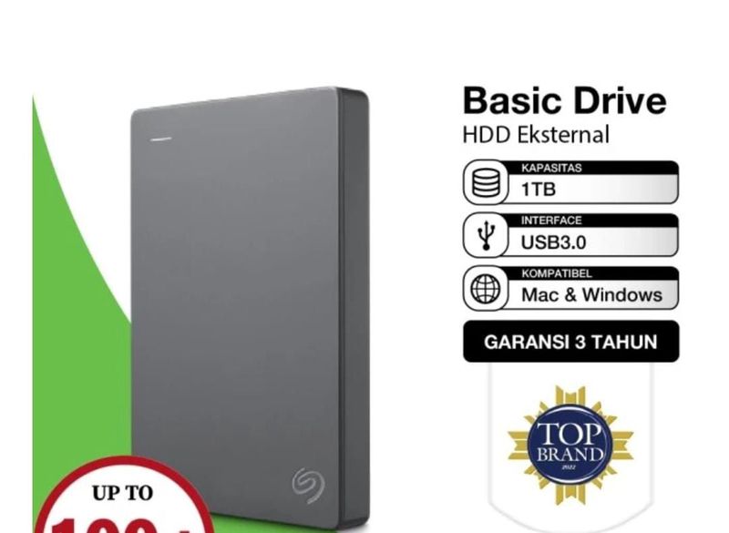 SEAGATE BASIC PORTABLE HARDISK EKSTERNAL HDD 1TB USB 3.O