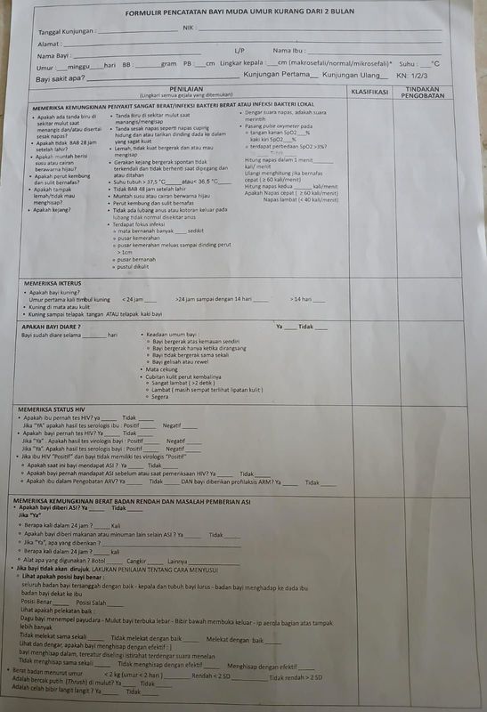 Cetak Form Pencatatan Bayi Muda kurang 2 bulan BB //PUS NG**