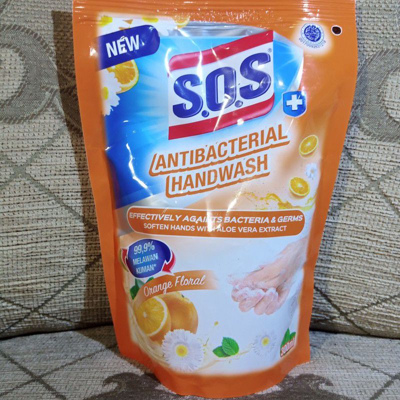 SOS HAND SOAP ANTI BACTERIAL REFILL 300 ml - Sabun Cuci Tangan SOS - Orange
