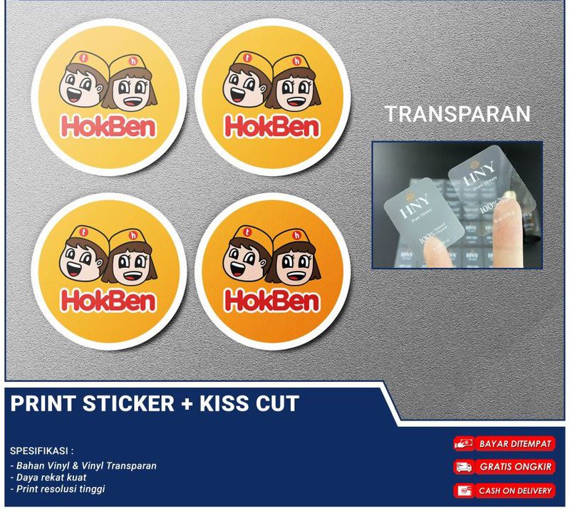 CETAK STICKER A3+ VINYL / TRANSPARANT (Print + Cutting)| LABEL KEMASAN ...